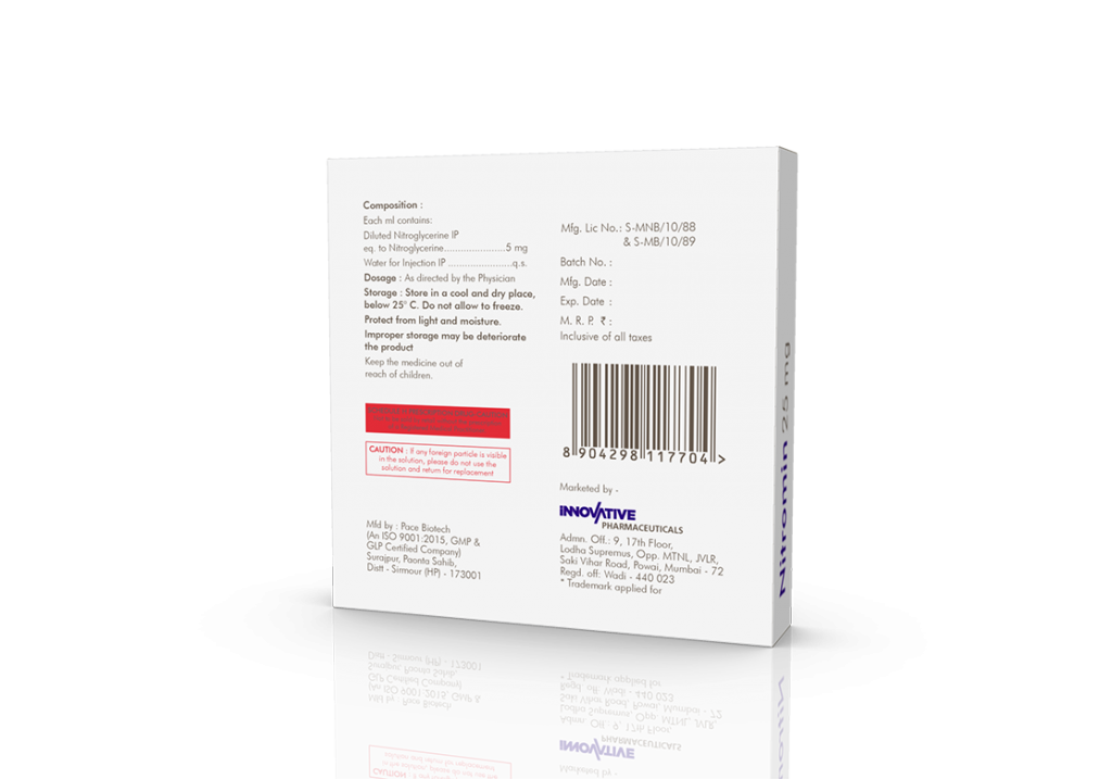 Nitromin 25 mg Injection Supplier in India - Innovative Pharma