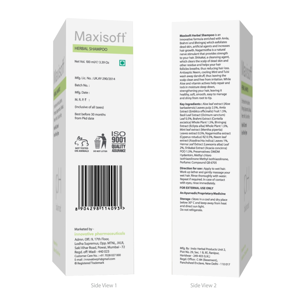 Maxisoft Herbal Shampoo 100 ml Supplier in India - Innovative Pharma